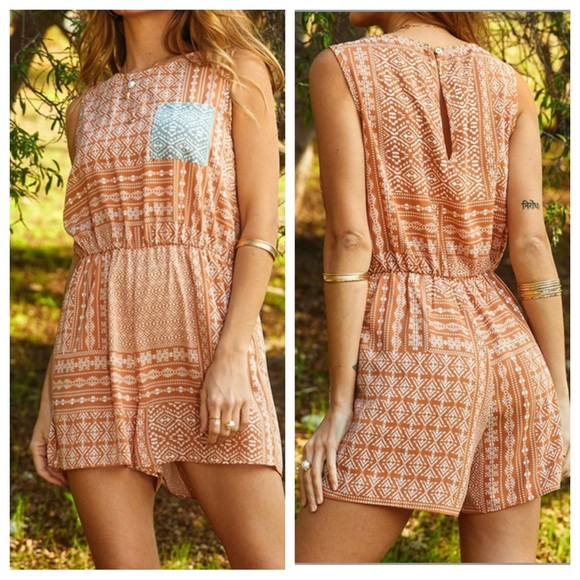 Pants & Jumpsuits | Orange Bandanna Print Romper | Poshmark